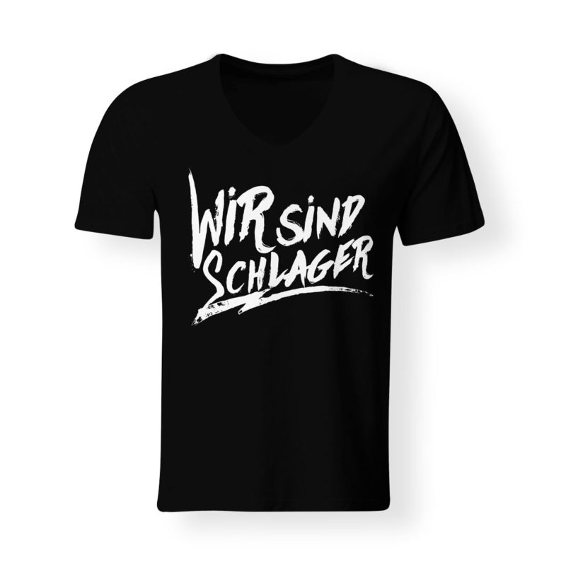 T Shirt Herren V Neck Wir Sind Schlager Schwarz Schlagerfans24 De